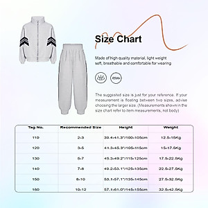 Linjinx Kids Boys Full Zip Jacket Shirt Sweatshirt and Athletic Jogger Pants Set Sweatsuit Tracksuit Grey 7-8 Years