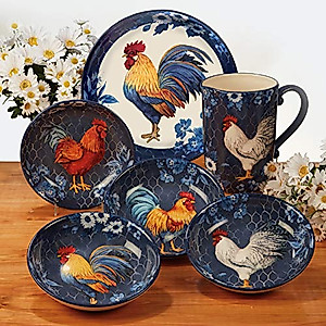 Certified International Indigo Rooster 16 pc Dinnerware Set, Service for 4, Multicolor