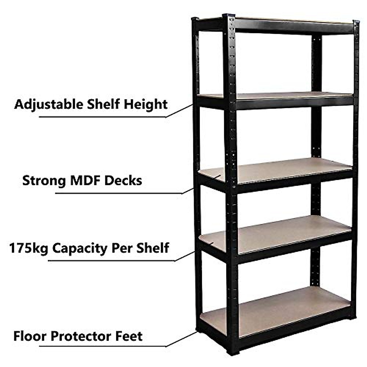 5-Tier Storage Shelves Unit 150x70x30cm Saving Space Heavy Duty Steel Multi Purpose 5 Level Adjustable Metal Garage Shelfing
