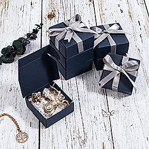 Navy Blue Gift Boxes ,NIGNYA 100 pcs Small Business Gift Box Kraft Paper Gift Boxes 2.16x2.16x0.98 inch, Mini Square Gift Wrapping Favor Box with Lids Small Boxes for Presents Bridal Wedding Party Jewelry box