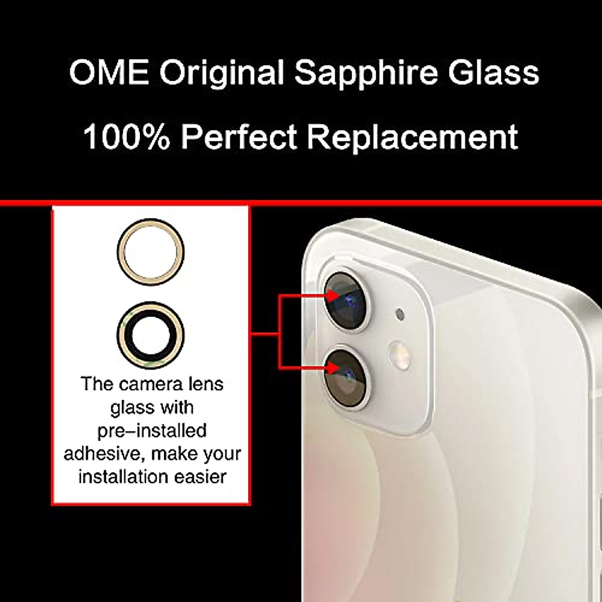 2PCS ASDAWN Back Camera Lens Glass Replacement for iPhone 12 and 12 Mini All Carriers,Rear Camera Lens Glass Replacement with Free Lens Film + Installation Manual + Repair Tool Set
