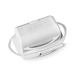 Butterie Flip-Top Butter Dish with Matching Spreader (White)