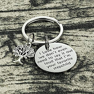 Ahaeth Jewelry Stepmom Gift Keychain Ideas for Women Men Funny Best Stepdad Keychains Gifts Stepmom Keychain