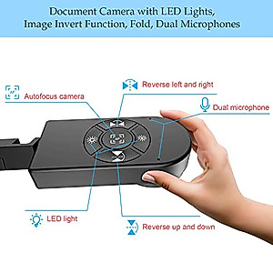 PAKOTOO 8MP USB Document Camera for Teachers and Classroom for A3 A4 Size with Dual Mic, 3-Level LED Light, Up and Down, Left and Right Image Inversion, for Distance Teaching & Learning
