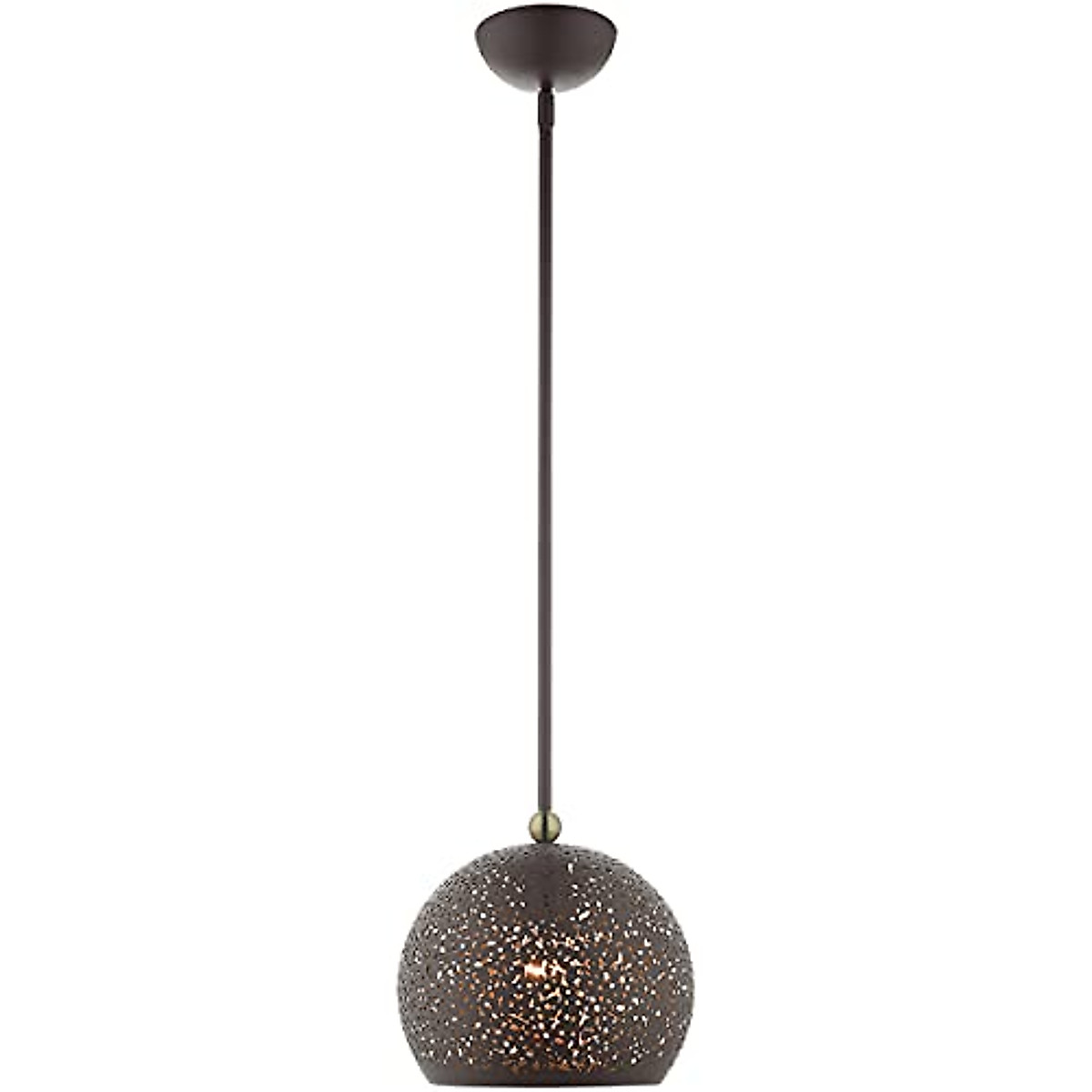 Livex Lighting 49181-07 1 Light Bronze Pendant Black W/ Antique Brass Accents