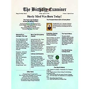 Historical Customized Personal Birthday Examiner Newspaper Chronical Art Print for the Day You Were Born from 1900 to 2020 (Heavenly Light)