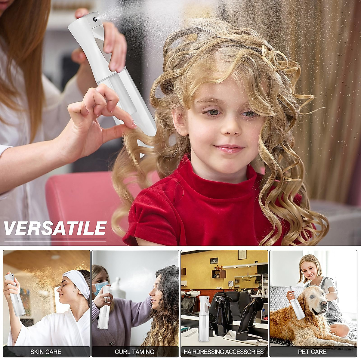 IMPORX Continuous Spray Bottle for Hair (10.1oz/300ml) 2 Pack Home Essentials Spray Bottles For Cleaning Empty Ultra Fine Water Mister Sprayer For Hairstyling Garden Plants Curly Hair Perfume Etc