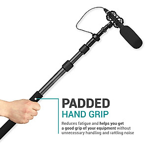 Movo CMP-25 Microphone Boom Pole with Integrated Microphone Cable for XLR Microphones - 8.2' ft Adjustable Telescoping Extension Pole