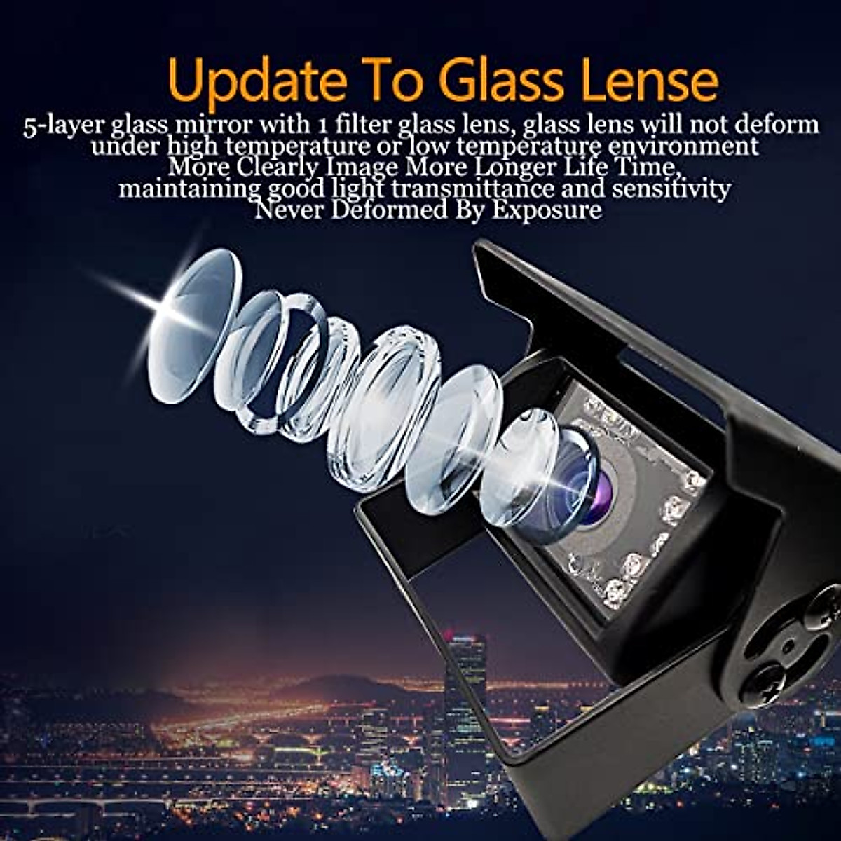 4 Pin Stable 12V 24V CCD Car Parking Reverse Camera Waterproof 18 Led IR Night Vision Wide View Angle Cab Backup Camera for Truck Pickup Trailer Bus RV Caravan+4 Pin 10m Connector Cable