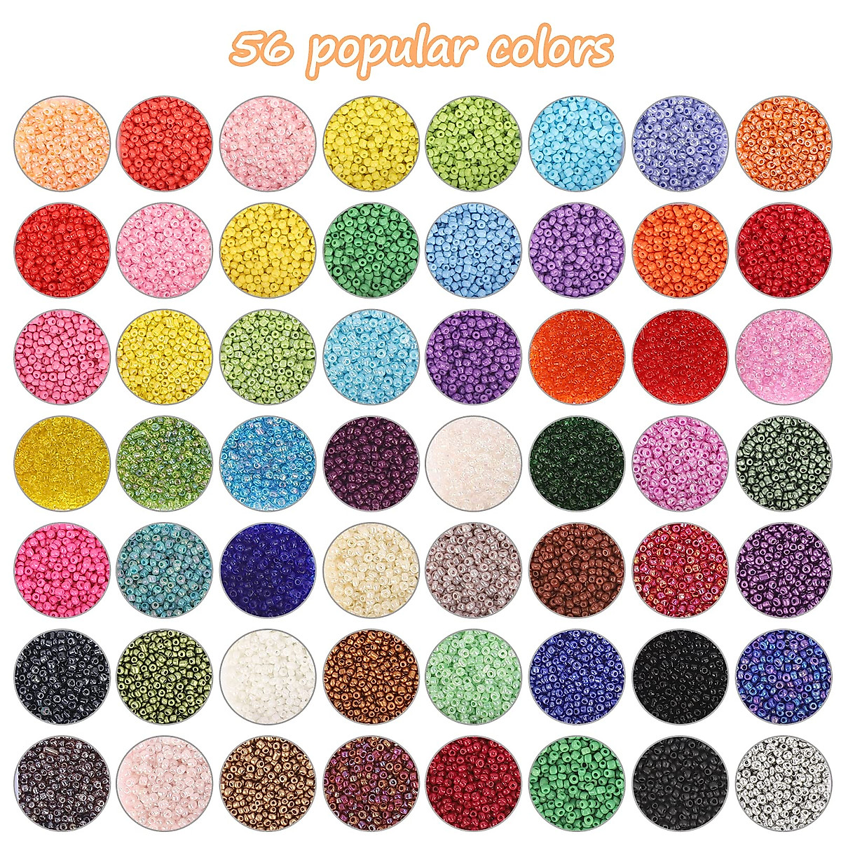 Quefe 45000pcs Glass Seed Beads for Bracelet Making Kit, 56 Colors 2mm Small Beads for Jewelry Making, 260pcs Letter Beads for Crafts Gifts
