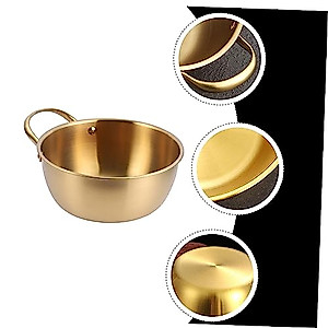 SHOWERORO 1pc Stainless Steel Noodle Bowl Korean Pots for Cooking Saucepan with Lid Portable Garment Steamer Stew Pot Steam Pot Milk Pan Stainless Steel Pot Korean Food Pot Noodle Pot Golden