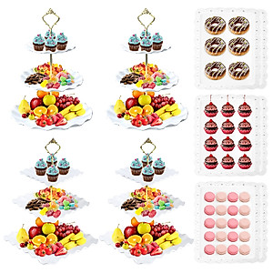 10 Pcs Cupcake Stand Set-Dessert Table Display Set-Cupcake Display Stand-Cupcake Tier Stand With 4x large 3-Tier Cupcake Stands + 6x Appetizer Trays Perfect for Wedding Baby Shower Home Birthday(Wave)