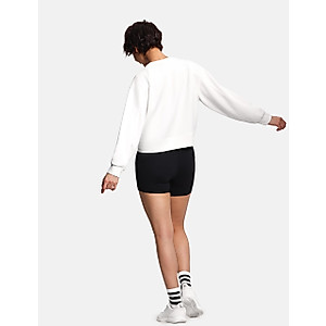 THE GYM PEOPLE Women's Crewneck Cropped Pullover Sweatshirt Cute Basic Long Sleeves Workout Tops White