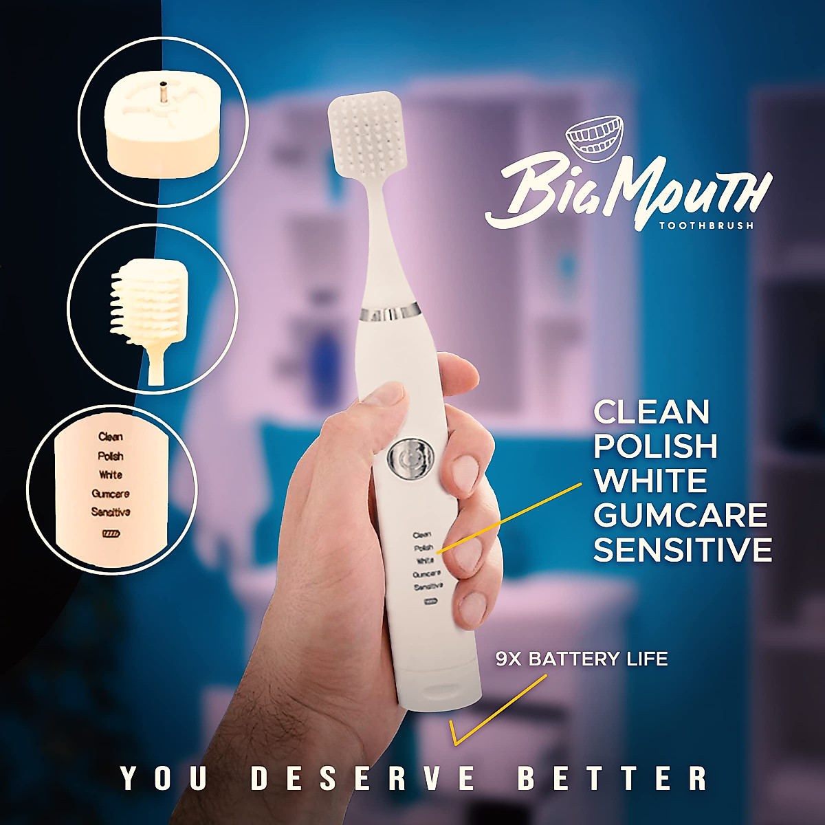 BIG MOUTH TOOTHBRUSH The Original Orthodontist Dr Bobbi's Patented Design Electric Toothbrush|Bigger Size and Stronger Cleaning Power Electric Toothbrush for Adults