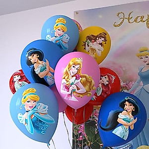 Nelton Party Supplies For Princess Includes Cake Topper, 24 Cupcake Toppers, 20 Latex Balloons, Happy Birthday Backdrop, 1 Table Cloth , 1 Banner