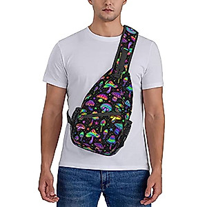 Yamegoun Colorful Mushroom Sling Bag Women Men Backpack Crossbody Bag Travel Hiking Casual Sport Climbing Runners Daypack Waterproof