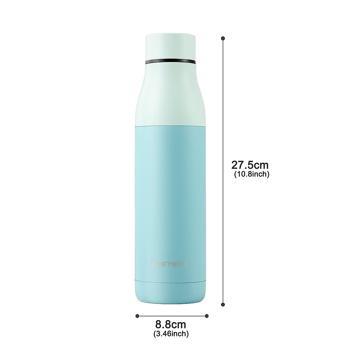 Murmioo sports water bottle, stainless steel vacuum Flask cold for 24 hours, hot for 12 hours, insulated 、BPA Free, suitable for cycling, camping, office 22oz/650ml Blue