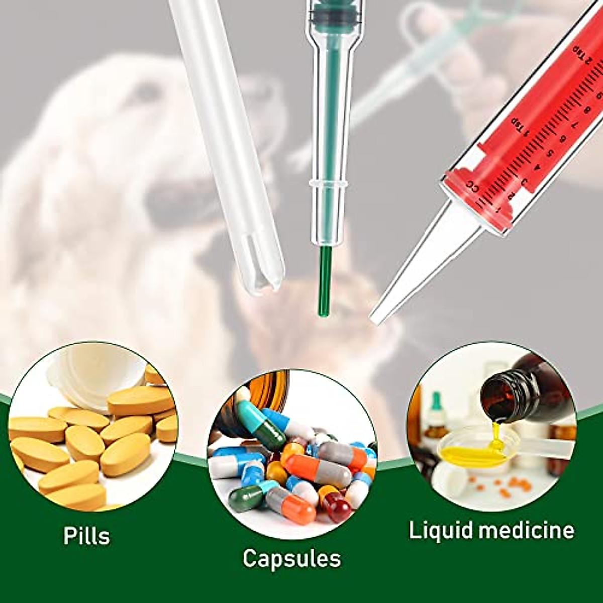 3 Pieces Pet Cat Pill Shooter Dog Syringe Dispenser Reusable Pet Tablet Liquid Feeding Dispenser for Small Animal, 3 Styles