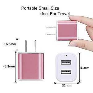 Wall Charger, Micro USB Cable, 2.1A Dual Port USB Wall Charger Cube Fast Charging Block with 2Pack 6ft Android Charging Cord for Samsung Galaxy S6 S7 Edge M10 J8 J7 J6 J5 J4 J3, LG G3 G4 K50 K40 K20