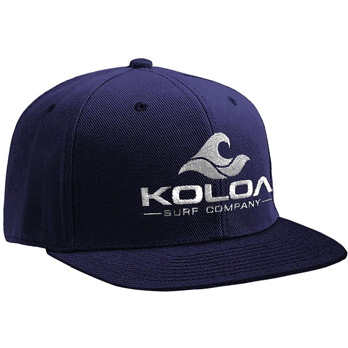 Joe's USA Koloa Surf-Classic Wave Logo Solid Snapback Hats-Navy/with White