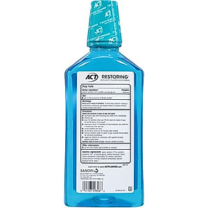 ACT Restoring Fluoride Mouthwash 33.8 fl. oz. Strengthens Tooth Enamel, Cool Mint