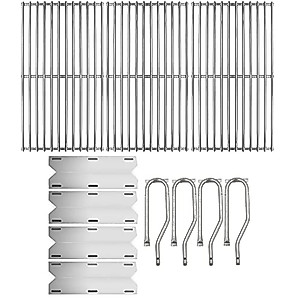 Hongso 19 1/4" Grill Grates 17 3/4” Heat Plates and 15 13/16" Burner Tubes for Jenn-Air Nexgrill 720-0337 720-0512 730-0337, Members Mark 720-0586A Grill Models