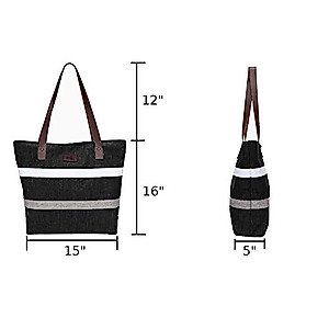 Aleah Wear Shoulder Tote Bag Purse Top Handle Satchel Handbag For Women Work School Travel Business Shopping Casual (Black) Upgraded