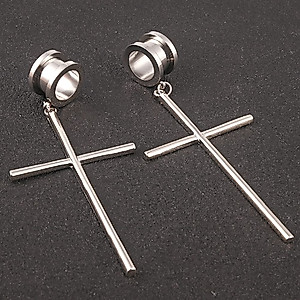 Vankula 2PCS Cross Hypoallergenic Stainless Steel Plugs Ear Gauges Weights Tunnels Piercing Expander Stretchers Fashion Body Jewelry