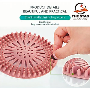The Stag Pack of 5 Hair Catcher for Shower Drain - Durable Hair Stopper For Bathtub Drain, Washbasin & Kitchen Drain Cover - Bathtub Drain Hair Catcher