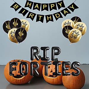Geloar RIP FORTIES 50th Birthday Party Supplies, RIP FORTIES Balloons Happy Birthday Banner for Death to My Forties 40s RIP Youth Men Dirty 50 Funny 50th Bday Decorations (Gold, RIP FORTIES)