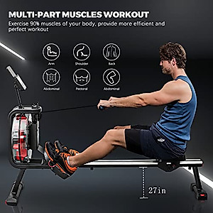 ETONSUNNY Water Rowing Machine with Bluetooth, 330Lbs Weight Capacity Vertical Tank Rowing Machines for Home Use Water Rower with Digital Monitor Tablet Holder (ET707)