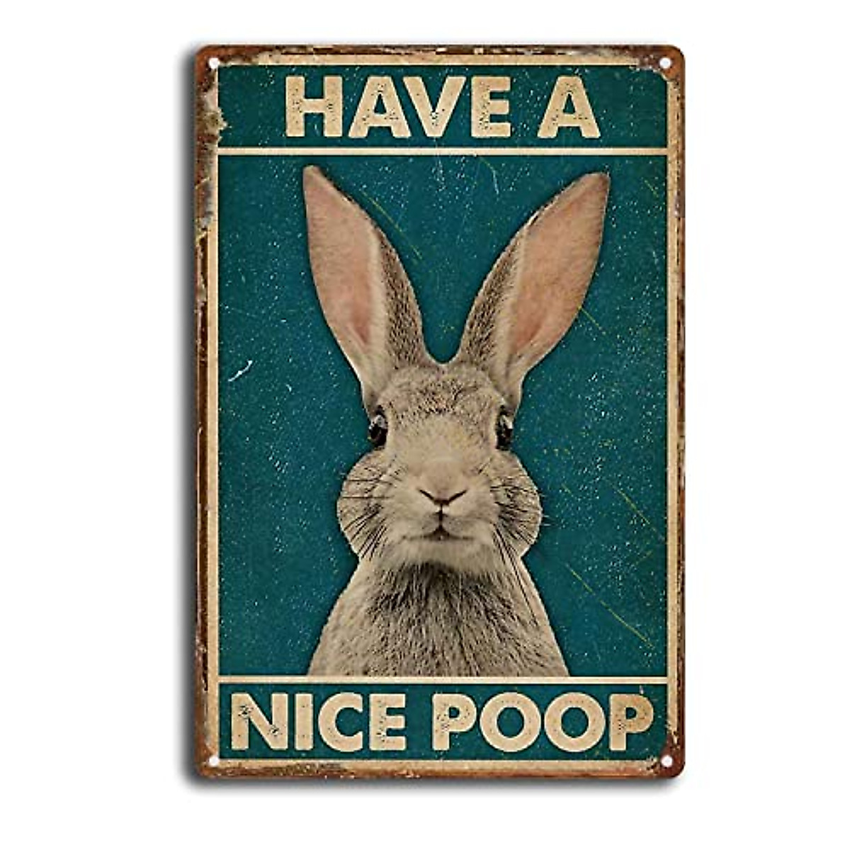 Tin Sign Rabbit Bathroom Restroom Wall Tin Sign Retro Style Easter decorations 8x12inch