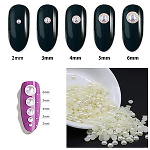 Lifestyle-cat Mixed Size 350pcs 5mm, 6mm, 8mm Pearl Finish Half Dome Round Beads Half Pearl Bead Flat Back for DIY Decoration (Ivory)