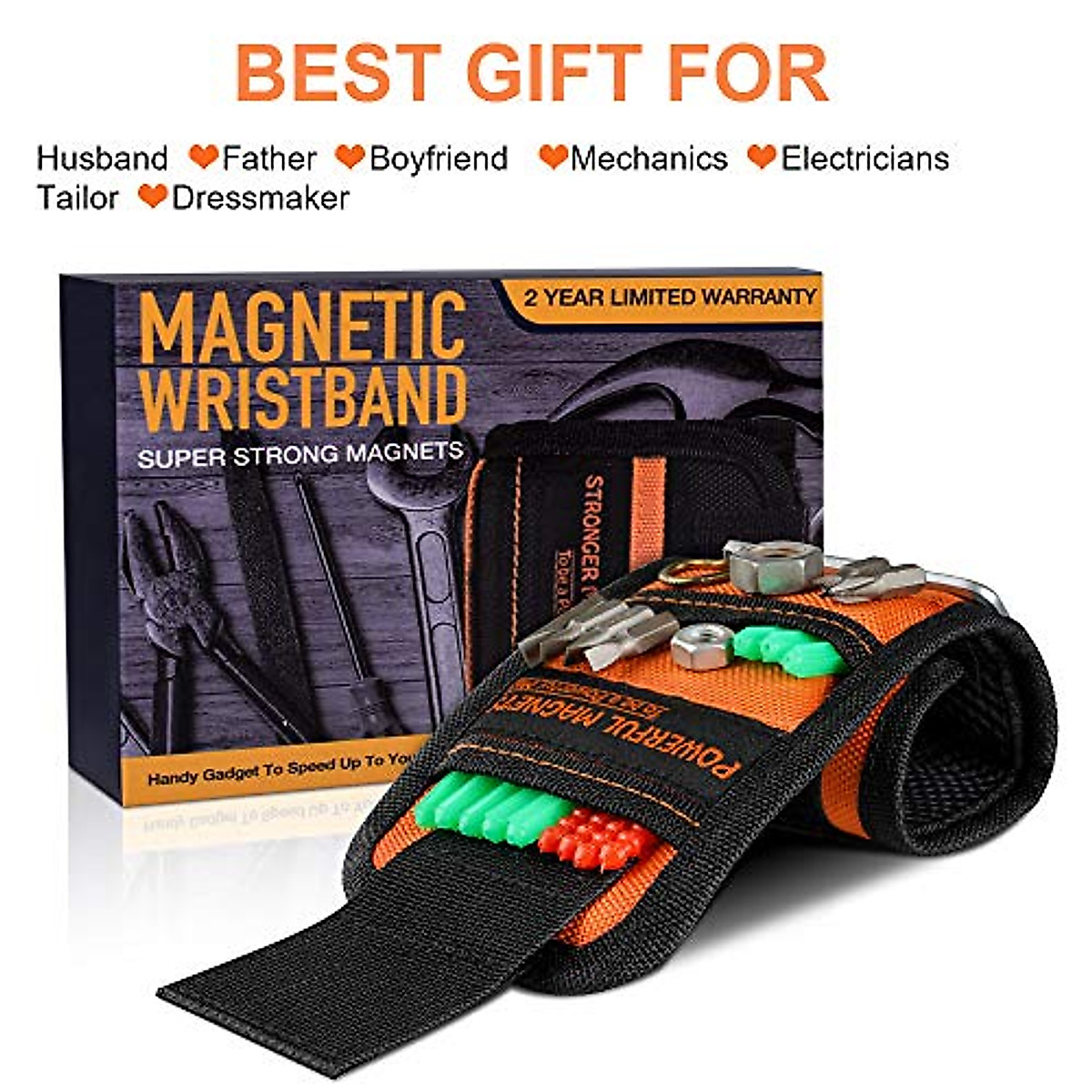 Gifts for Men Magnetic Wristband - Valentines Day Gifts for Him Husband Boyfriend Tool Belt for Holding Screws Cool Stuff Gadget Birthday Gifts for Men Who Have Everything Gift Ideas Women Carpenters