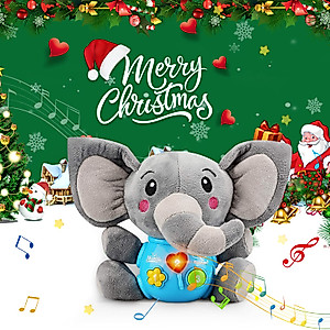 Sakiyrmai Plush Elephant Music Baby Toys 0 3 6 9 12 Months, Cute Stuffed Animal Light Up Baby Toys Newborn Baby Musical Toys for Infant Babies Boys & Girls Toddlers 0 to 36 Months-Upgraded
