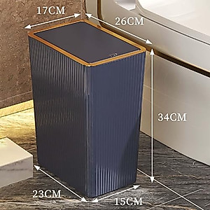 MagiDeal Press Type Wastebasket Trash Can with Lids Rubbish Container, Simple Design, Narrow Garbage Can Nordic Dustbin for Bedroom, 15L Blue