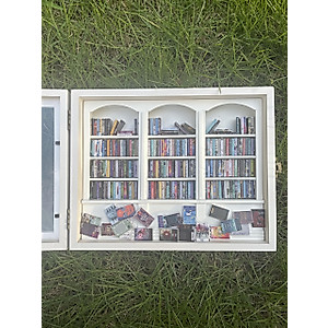 Generic Shake Away Anxiety Bookshelf,Stress Reliever,with 350Pcs Miniature Book Match Boxes Display Case Cabinet Decoration, for Book Lovers (white)