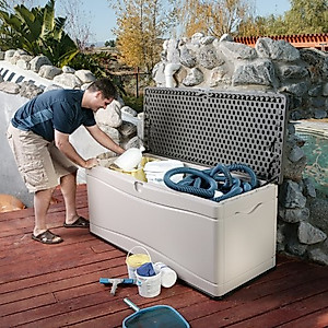 Lifetime 60012 Extra Large Deck Box, 130 Gallon, Desert Sand/Brown
