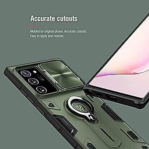 Samsung Galaxy Note 20 Ultra 5G Case with Ring Kickstand and Camera Lens Cover, CamShield Armor Shockproof PC & TPU Bumper Hybrid Protective Cover (Green,Note 20 Ultra/Note 20 Ultra 5G)