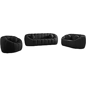 Meridian Furniture 644Black-S Elijah Collection Modern | Contemporary Boucle Fabric Upholstered Sofa, Black, 93.5" W x 34" D x 31" H