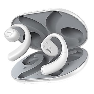 VIDONN Open Ear Headphones Wireless Bluetooth 5.2 OpenBuds T2 Sport Open Earbuds Non Bone Conduction with Earhook and Charging Case for Sports Running Headphones Exercise Around Ea (White)