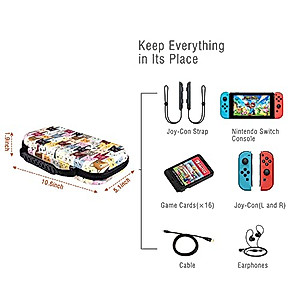 Lokigo Carrying Case for Nintendo Switch/Switch OLED Model (2021), Portable Travel Girls Carry Case Protective Hard Shell with 16 Games Card Cartridges for Switch Console & Accessories, Cute Cats