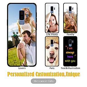 Personalized-Custom Phone Case for Samsung Galaxy S9 Plus with Picture Photo Text Name - Customized S9Plus Cellphone/Smartphone/Mobilephone Soft Thin Cover (Black) 6.2 Inch