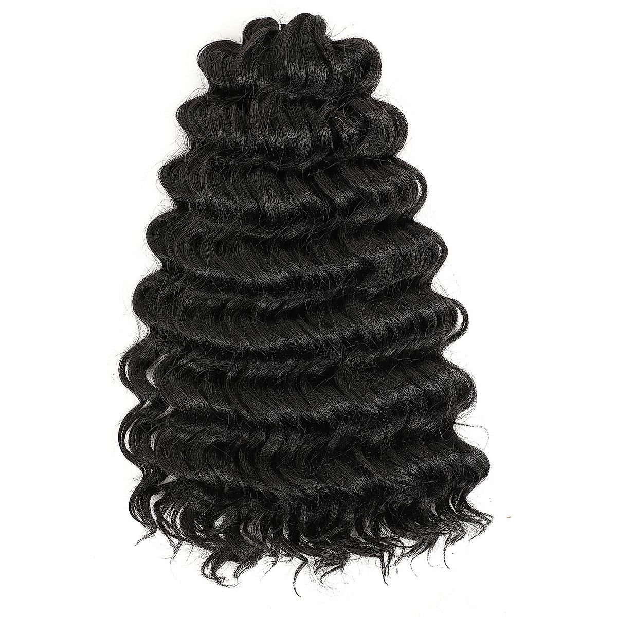 Ameli Ocean Wave Crochet Hair Natural Black Deep Wave Crochet Hair for Black Women Synthetic Curl Braiding Hair Extensions 8 Packs (14 Inch, 1B)
