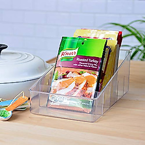 Youngever Clear Plastic Food Packet Storage Organizer, 5 Divided Sections Pantry Organizer, Holder For Snacks, Soups, Seasoning Packets For Kitchen, Refrigerator, and Cabinet