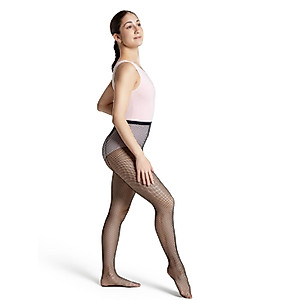 Capezio Women's Professional Fishnet Tight With Seams,Black,Small/Medium