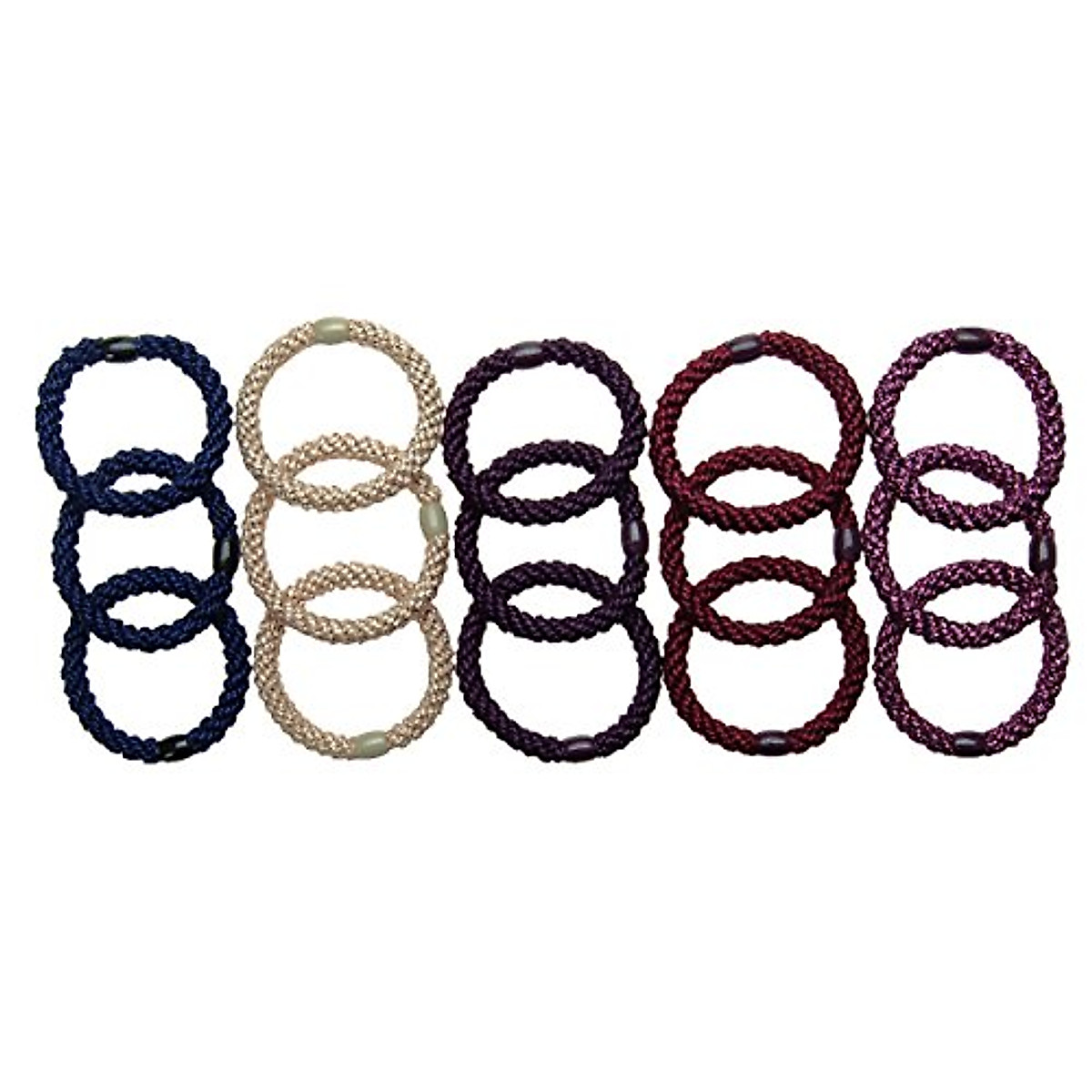 L. Erickson Grab & Go Ponytail Holders, Bejeweled, Set of Fifteen - Exceptionally Secure with Gentle Hold