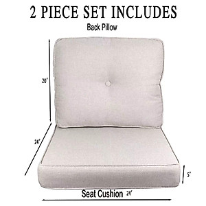 UXIUDEU Outdoor Chair Cushions 24 x 24 Inch Waterproof Fade Resistant Patio Furniture Cushions for Garden Sofa Couch Removable Bottom Cover with Ties Beige