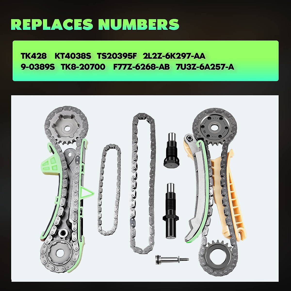 SCITOO TK428TK4090 Timing Chain Kit Chain Tensioner Sprocket Chain Guide Rail fits for 97-09 for Ford Explorer for Mazda B4000 for Mercury Mountaineer