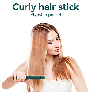 2 in 1 Hair Straightener and Curler, Mini Hair Curler USB Ceramics Cordless Heating Straightening Curling Flat Iron (Green)